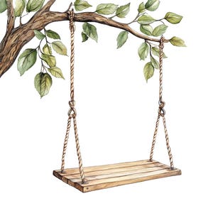 Tree Swing PNG Clipart, 12x Rustic Hanging Swings Clip Art Set ...