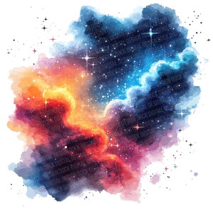 Galaxy PNG Clipart, 12x Watercolor Celestial Space Clip Art Set ...