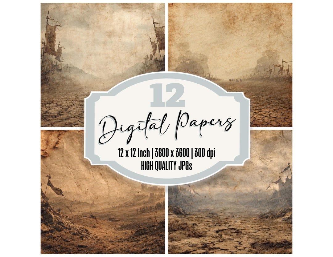12x Medieval Ground Junk Journal Paper Emblem Mist Texture Digital ...