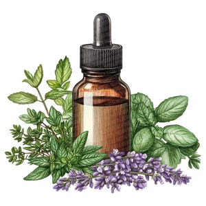 12x Essential Oil Clip Art, Herb Oil Bottle PNG Set, Printable ...