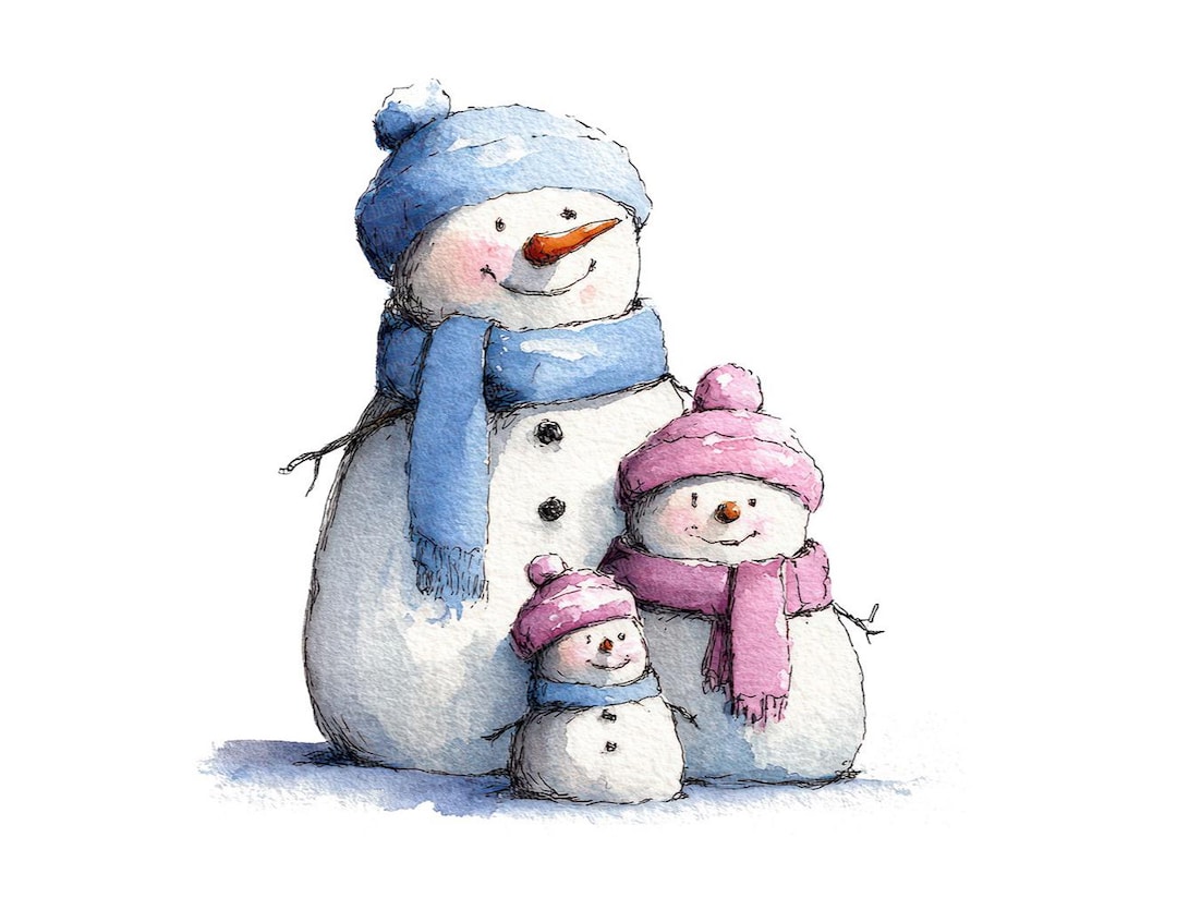 Snowman Family PNG Clipart, 12x Winter Snowman Kids Clip Art Set ...