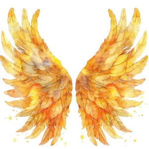 12x Angel Wings Clipart, Golden Angels Wings Clipart, Printable ...
