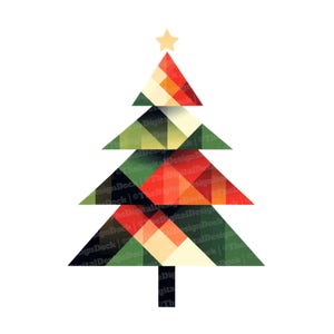 Modern Christmas Tree Clipart, 12x Abstract Holiday Illustrations ...