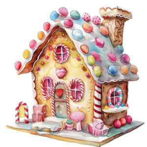 Gingerbread House Clipart, 12 Jpgs, Candy House Clipart, Printable ...