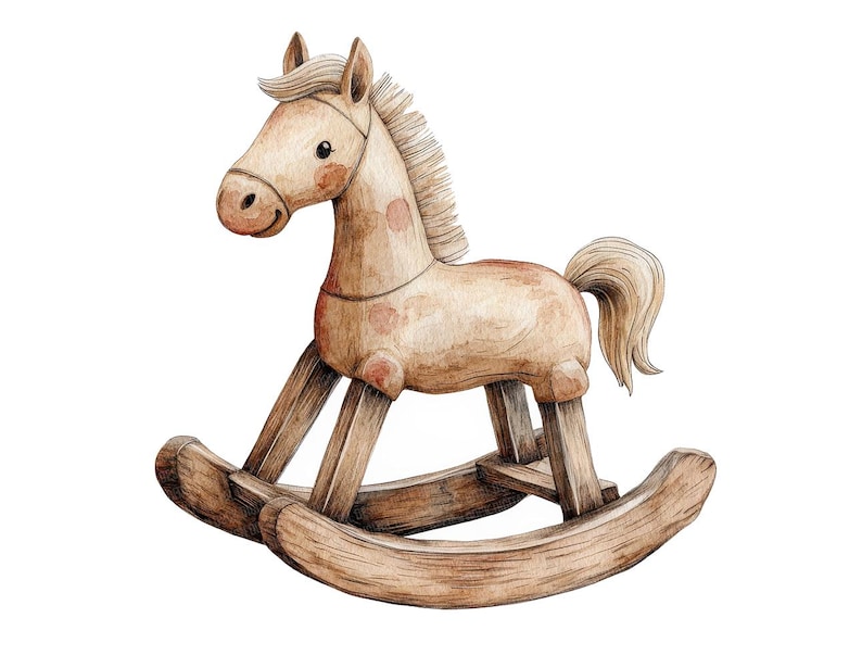 Rocking Horse PNG Clipart, 12x Wooden Toy Horse Clip Art Set, Printable ...