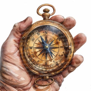 Vintage Compass Clipart, 12 Jpgs, Maritime Compass Clip Art, Printable ...