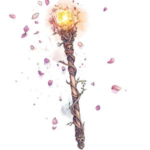 Magic Wand PNG Clipart, 12x Floral Witch Wand Clip Art Set, Printable ...