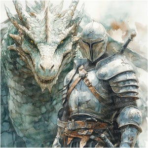 12 Knight and Dragon Clipart, Medieval Fantasy Clipart, Printable ...