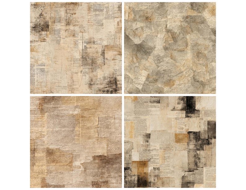 12x Vintage Book Page Junk Journal Paper Distressed Texture Digital ...