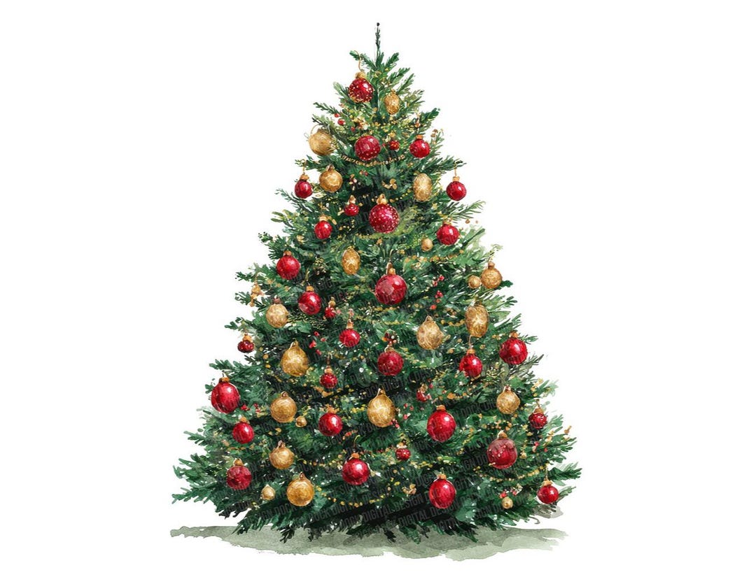 Classic Christmas Tree PNG Clipart, 12x Holiday Tree Clip Art, Red and ...