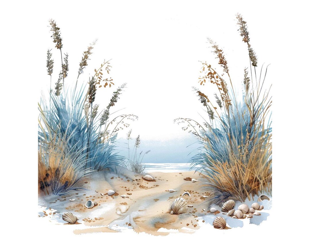Coastal Shells PNG Clipart, 12x Sand Dunes Beach Clip Art Set ...