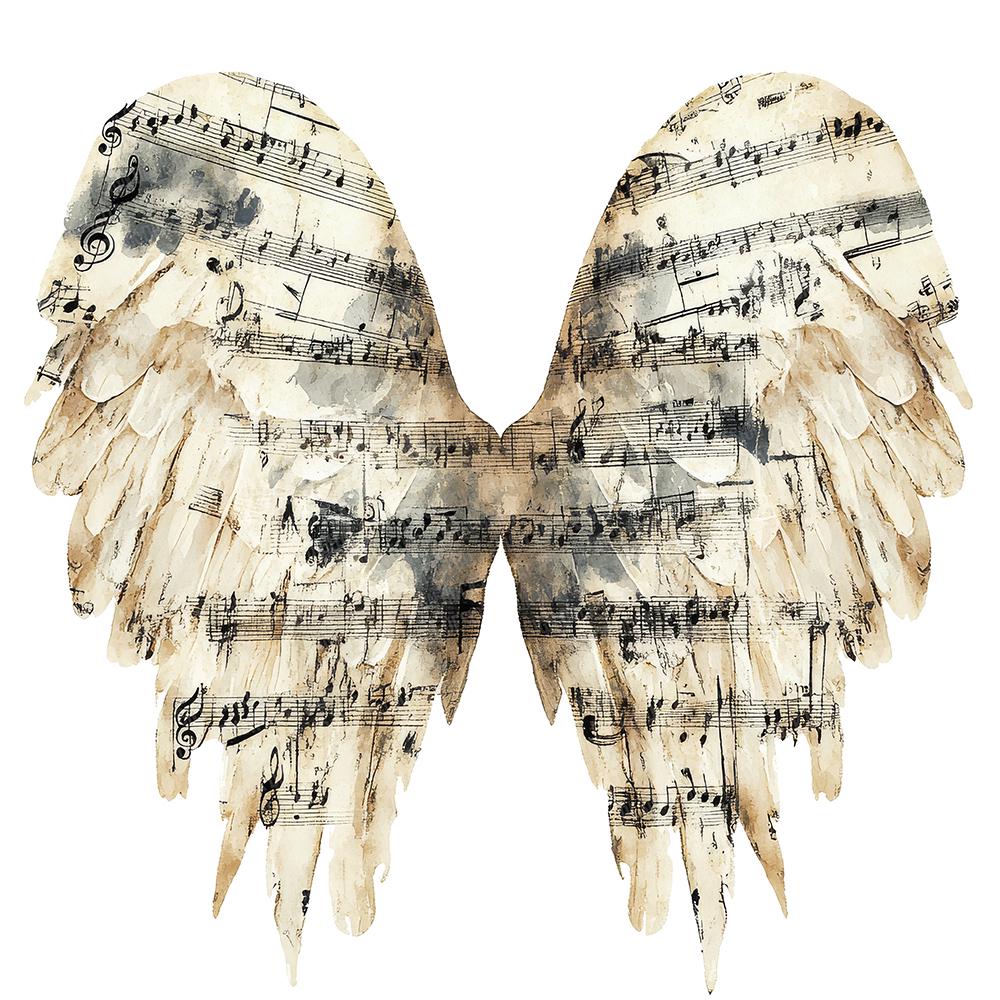 Music Sheet Angel Wings PNG Clipart, 12x Watercolor Vintage Clip Art ...