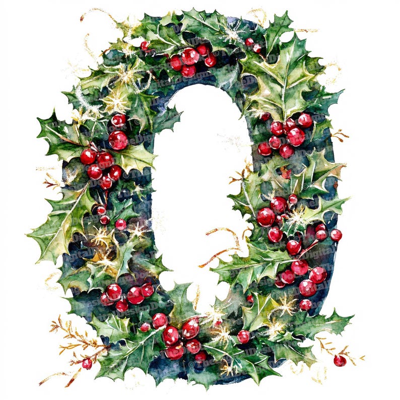 12 Christmas Numbers Clip Art, Watercolor Holiday Numbers Clipart Set ...