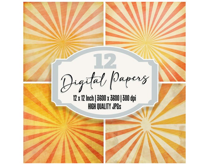 Fall Digital Paper Pack | Glow Golden Yellow, Distressed & Textured ...