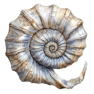 12x Fossil Ammonite Clipart, Vintage Shell Fossils, Printable ...