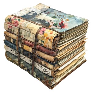 Vintage Junk Journal Clipart, 12 Watercolor Junk Journal Collection ...