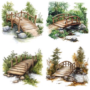 12x Forest Bridge Clip Art, Wooden Bridge Clip Art Set, Printable ...