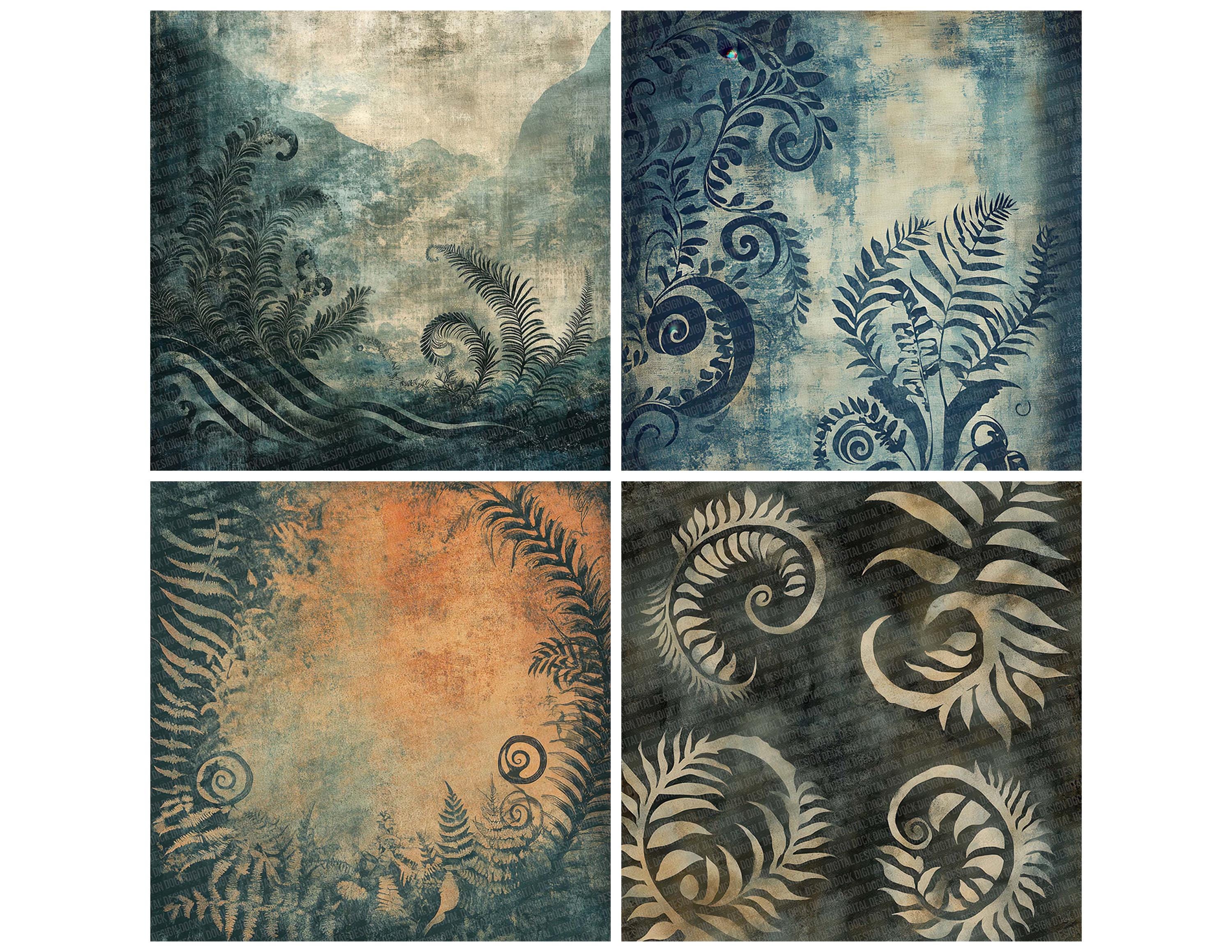 New Zealand Junk Journal Paper Pack 12x Vintage Maori Fern Digital ...