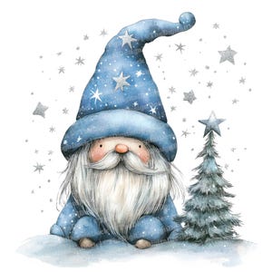 Christmas Gonk Clip Art, 12x Watercolor Gnome Clipart Set, Printable ...
