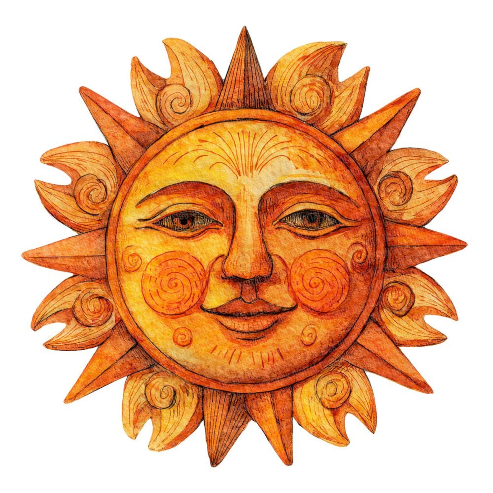 Sun Face PNG Clipart, 12x Celestial Sun Clip Art Set, Printable ...