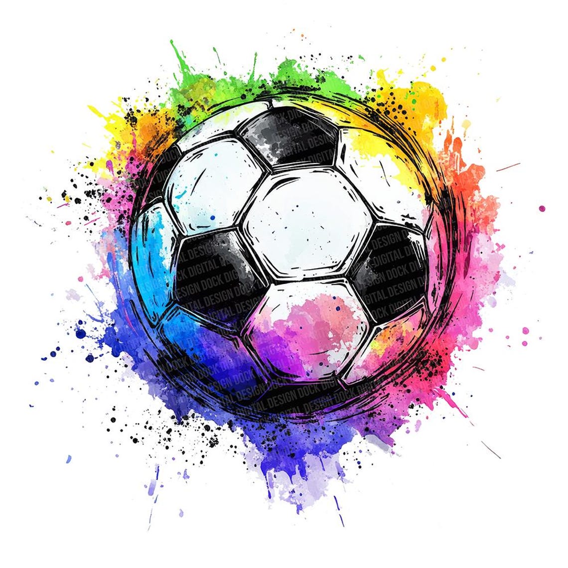 Soccer Ball PNG Clipart, 12x Watercolor Sports Clip Art Set, Printable ...