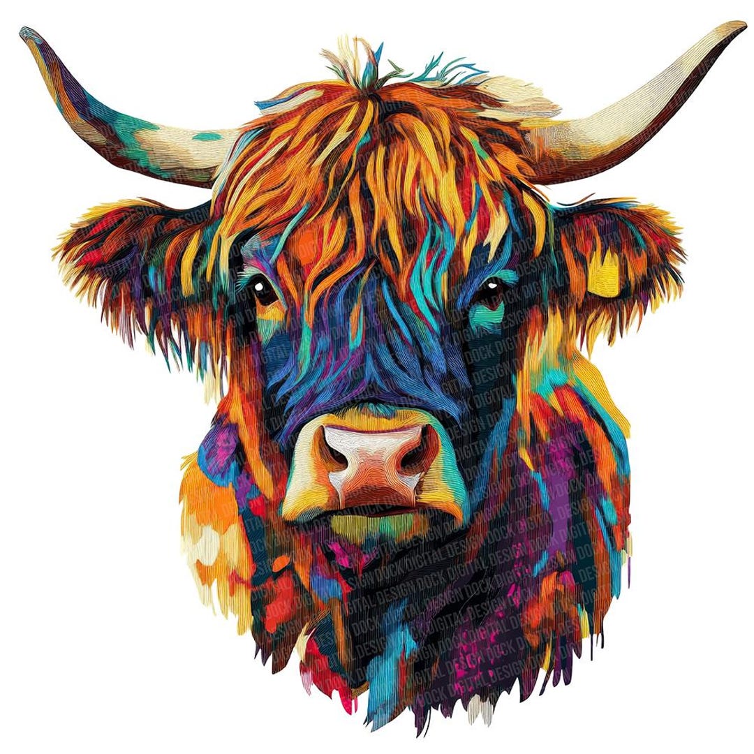 Highland Cow PNG Clipart, 12x Colorful Watercolor Cow Clip Art Set ...