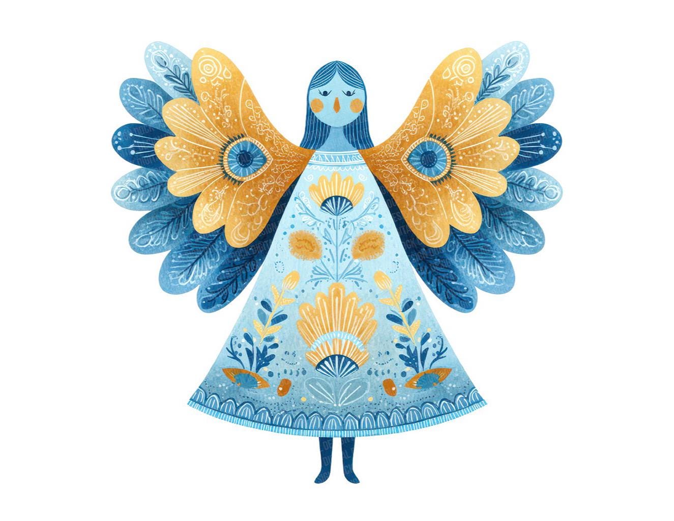 Folk Art Angel PNG Clipart, 12x Christmas Angels Clip Art Set ...
