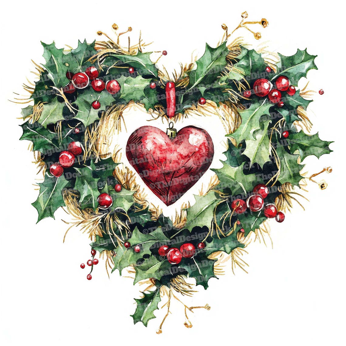 12 Christmas Numbers Clip Art, Watercolor Holiday Numbers Clipart Set ...