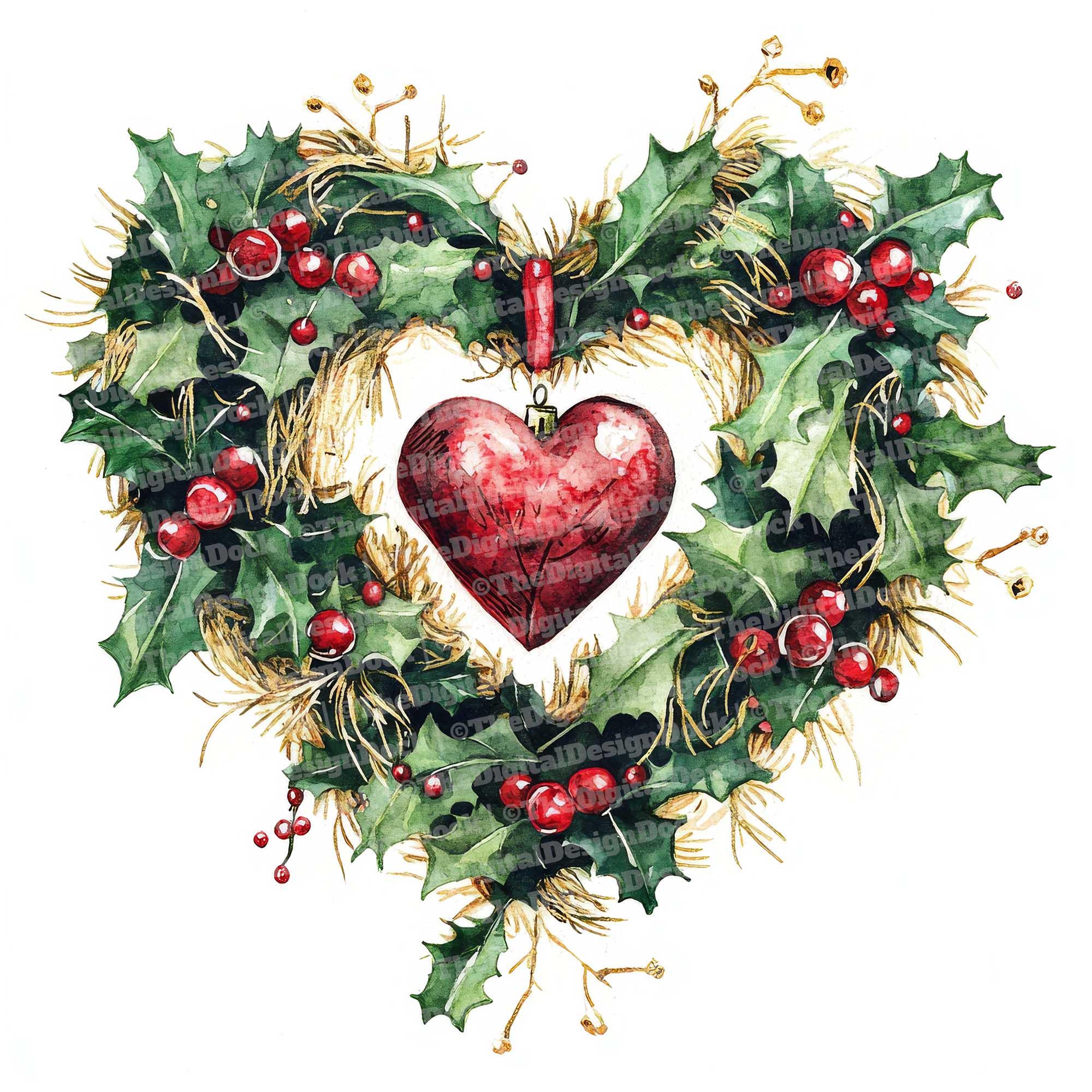 12 Christmas Numbers Clip Art, Watercolor Holiday Numbers Clipart Set ...