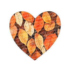 Heart Shape Autumn Leaves Clip Art, 12x Fall Clipart Set, Printable ...