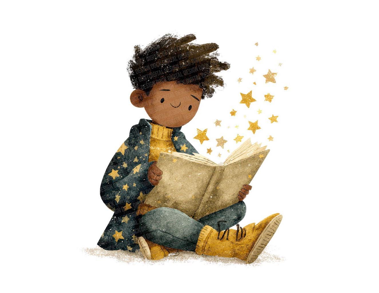 Child Magic Book PNG Clipart, 12x Kids Reading Stars Clip Art Set ...