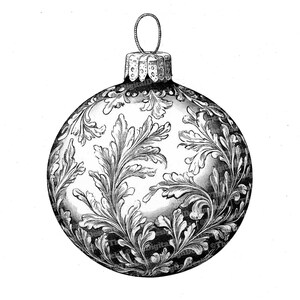 Ornate Bauble Clip Art, 12x Vintage Christmas Ornament Sketch Clipart ...