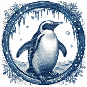 12x Vintage Penguin Clipart, Antarctic Clipart, Printable Watercolor ...