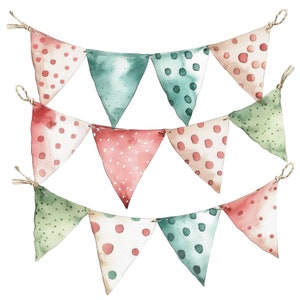 Pastel Bunting Clipart, 12 Jpgs, Party Bunting Clipart, Printable ...
