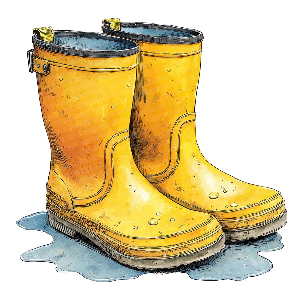 12x Yellow Boots PNG Clipart, Watercolor Rain Boots Clip Art Set ...