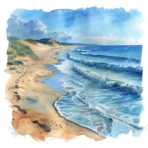 12x Sand Dunes Waves Clipart, Coastal Clipart, Printable Watercolor ...