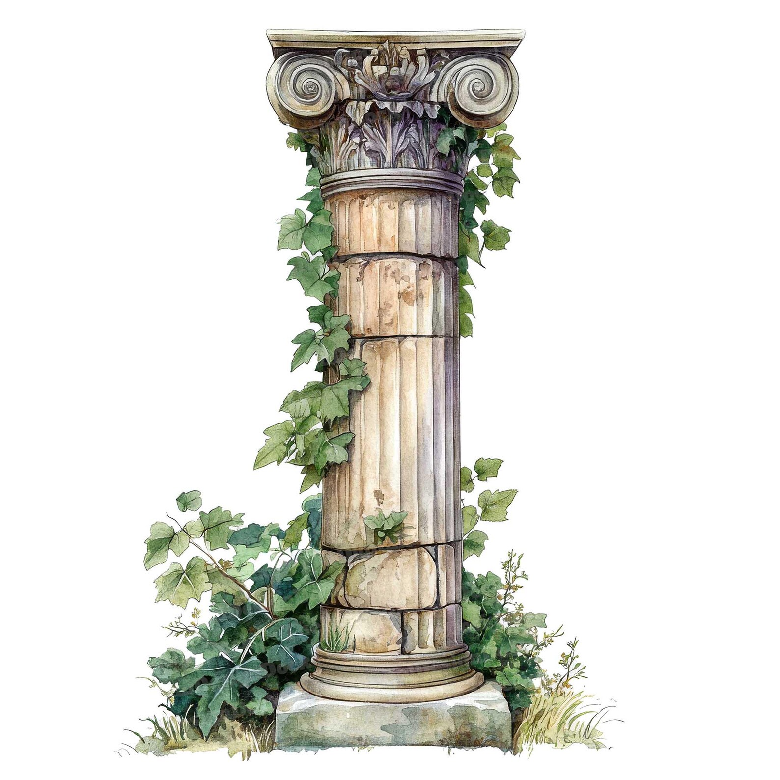 12 Ancient Columns Clipart, Watercolor Greek Roman Architecture ...
