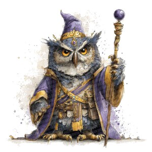 Owl Wizard PNG Clipart, 12x Magical Owl Clip Art, Printable Watercolor ...