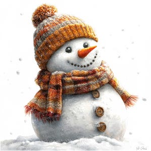 12 Snowman Clipart, Hyperrealistic Watercolor Winter Snowman, Printable ...