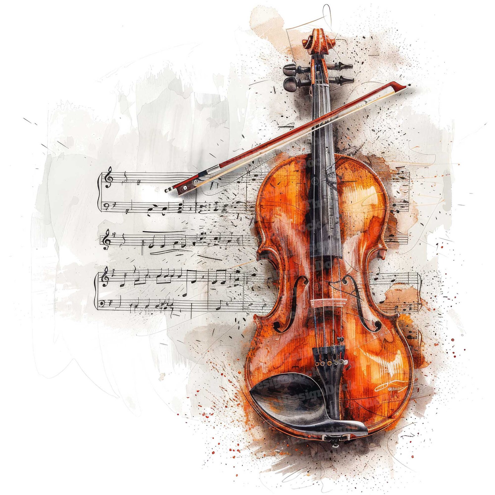 12x Vintage Violin Music Notes Clipart, Musical Clipart, Printable ...