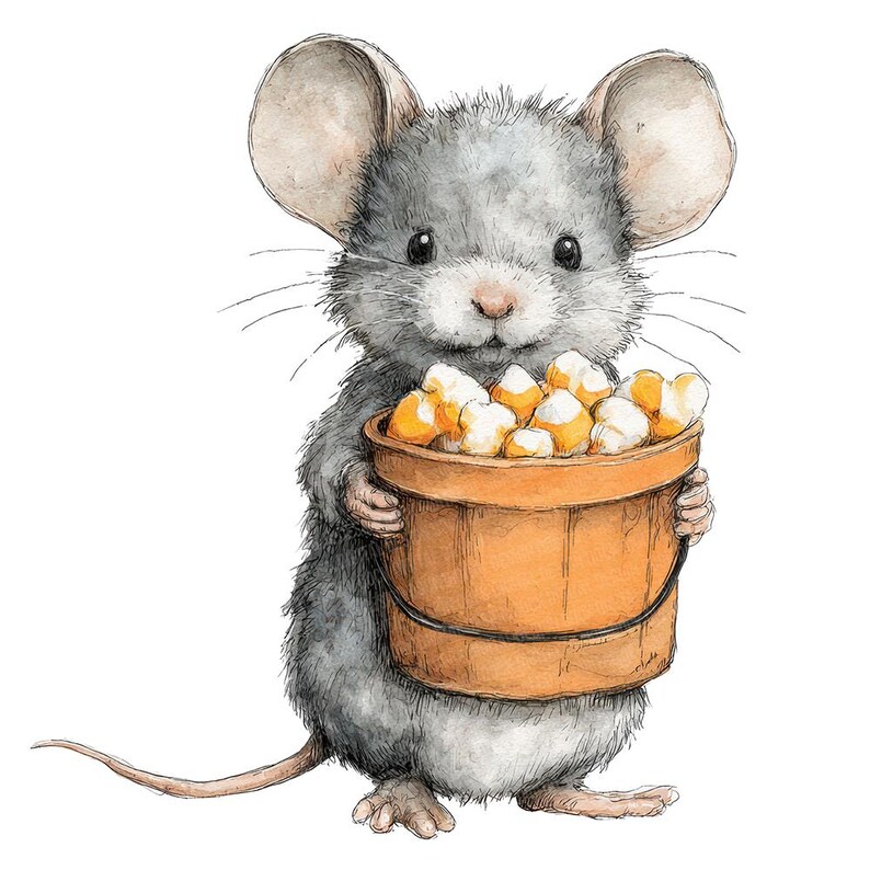 Halloween Mouse PNG Clipart, 12x Watercolor Mice With Candy Buckets ...
