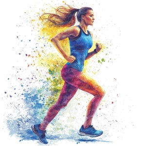 12x Running Woman Clipart, Fitness Girl, Jogging Lady Clipart ...