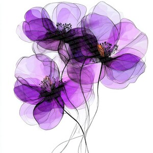 Royal Purple Floral PNG Clip Art, 12x Abstract Flower Clipart Set ...