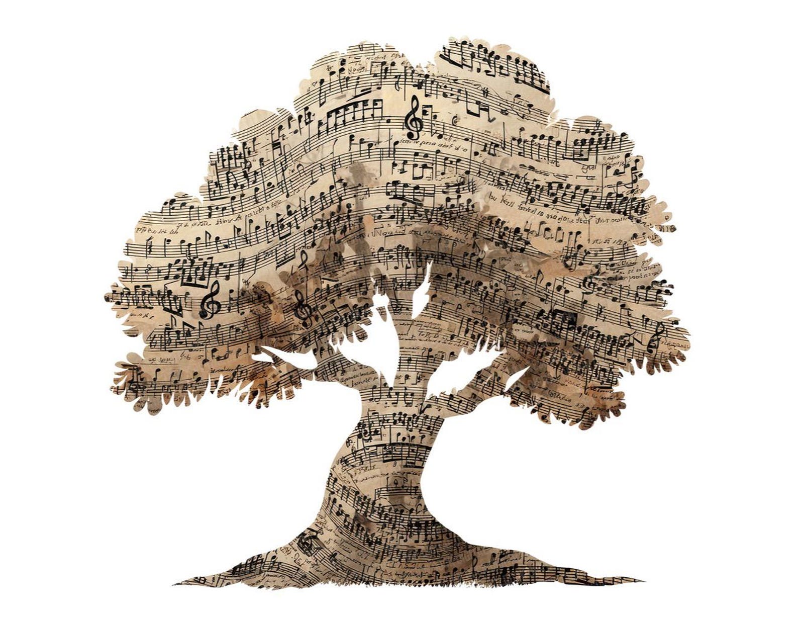 Music Note Tree Clipart, 12x Sheet Music Tree Clip Art Set, Printable ...