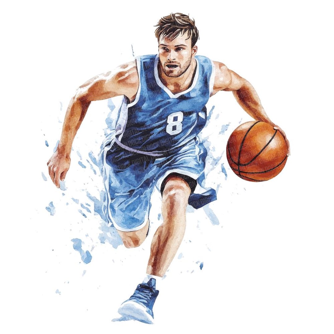 Basketball Player PNG Clipart, 12x Watercolor Basketball Clip Art Set ...