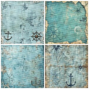 12x Nautical Junk Journal Paper, Vintage Maritime Digital Paper Pack ...