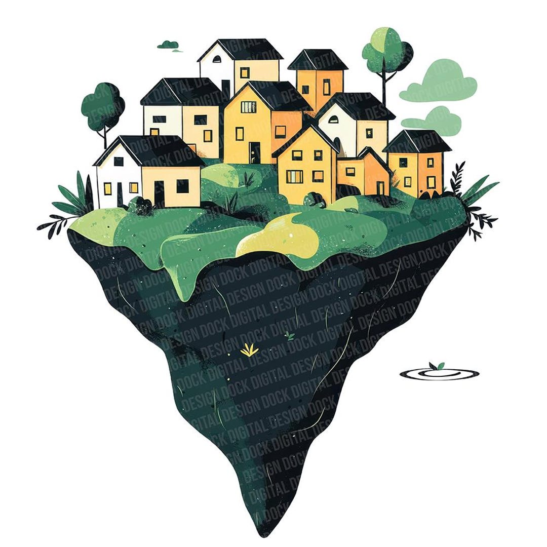 Floating Island Village PNG Clipart, 12x Fantasy Landscape ...