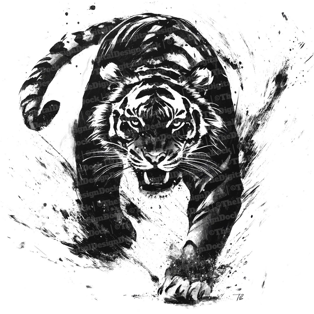 12 Sumi Ink Tiger Clipart, Watercolor Japanese Art, Printable Clipart ...