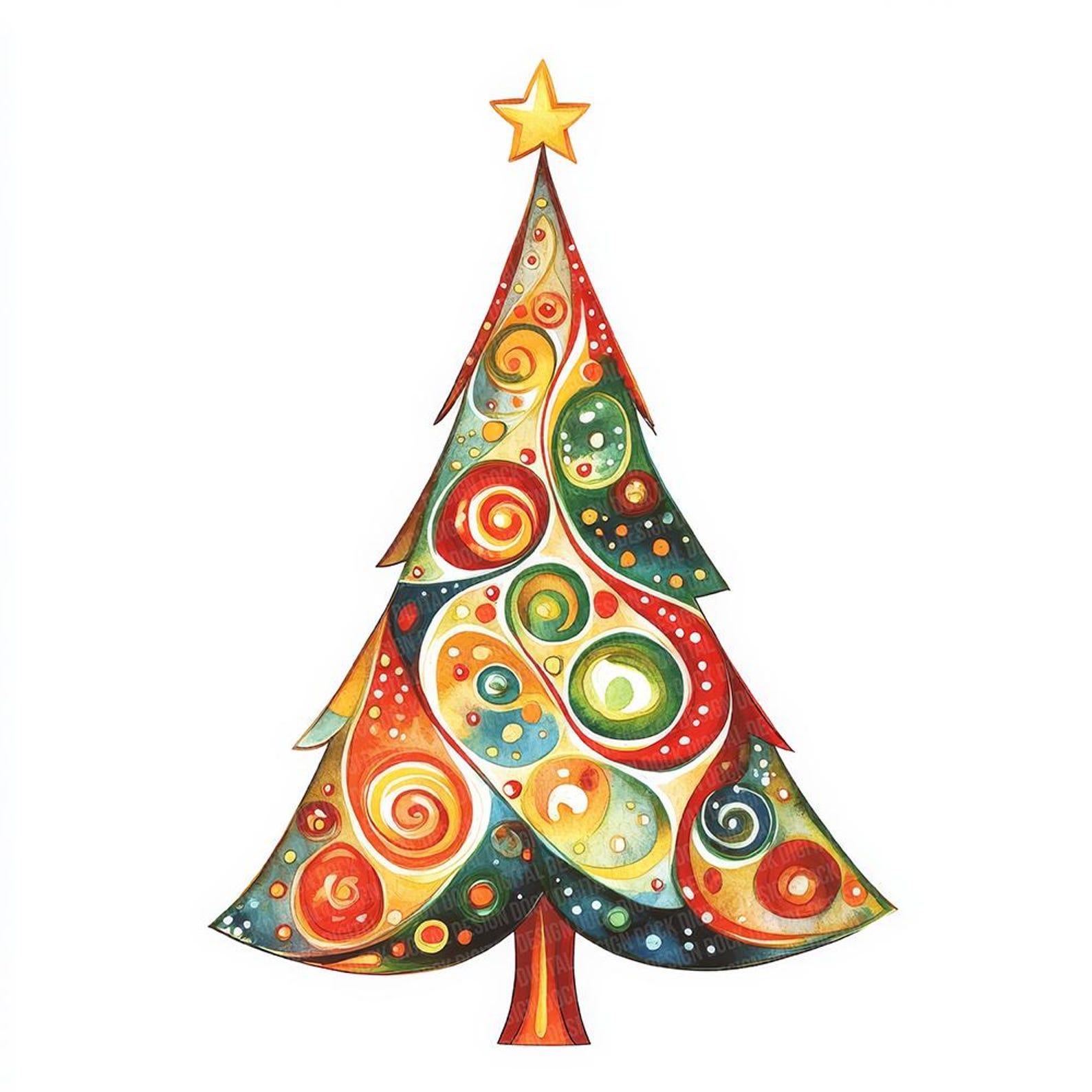 Christmas Tree PNG Clip Art, 12x Whimsical Holiday Tree Clipart Set ...