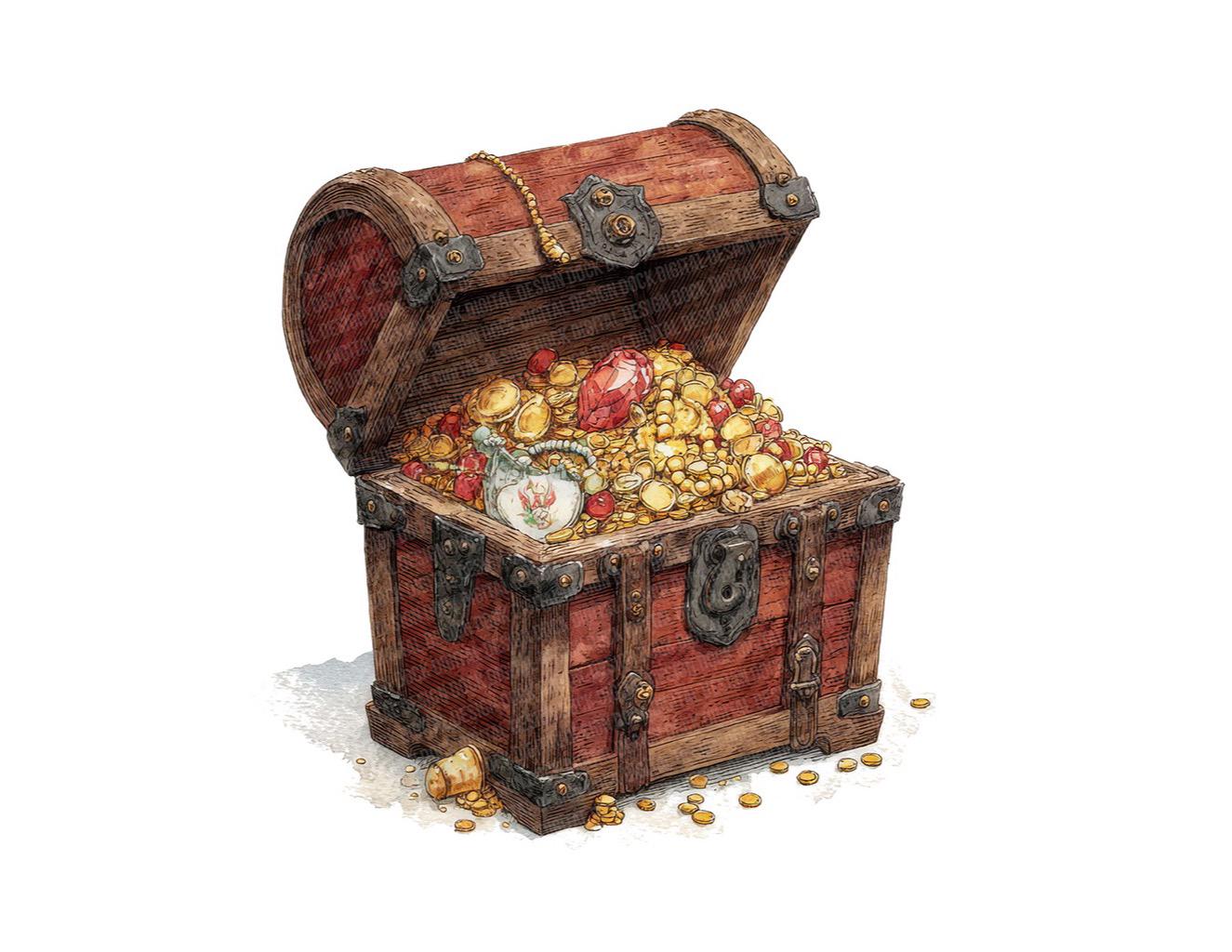 Pirate Treasure Chest PNG Clipart, 12x Gold and Gems Clip Art Set ...